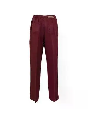 BRIGLIA 1949 Burgundy Slub Texture Drawstring Trousers