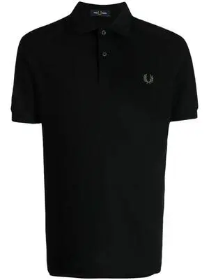 Fred Perry Logo-embroidered Cotton Polo Shirt - Black