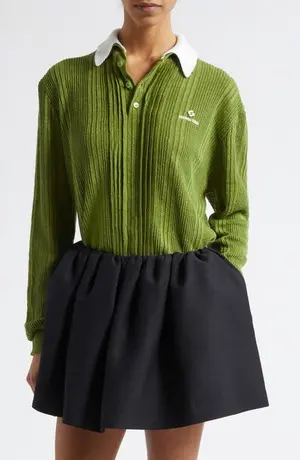 SHUSHU/TONG Contrast Collar Linen Sweater