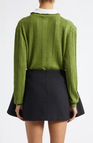 SHUSHU/TONG Contrast Collar Linen Sweater