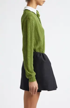 SHUSHU/TONG Contrast Collar Linen Sweater