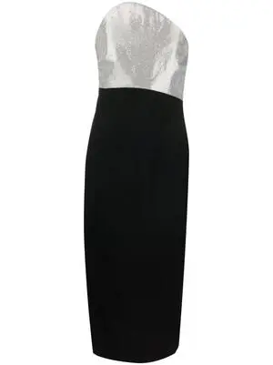 Roland Mouret Two-tone Wool-blend Midi Dress