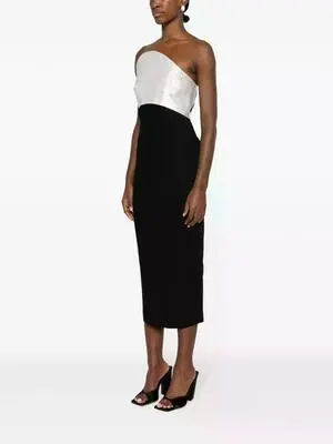 Roland Mouret Two-tone Wool-blend Midi Dress
