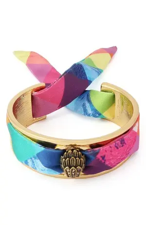 Kurt Geiger Stained Fabric Tie Bracelet - Gold/multi
