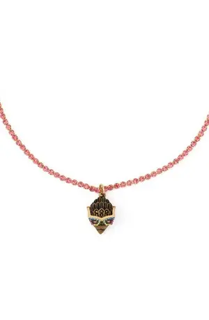 Kurt Geiger Eagle Pendant Tennis Necklace - Pink