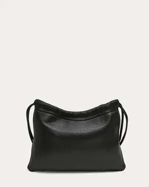 AIMEE Tie Breaker Woven Shoulder Bag With Stone Accents - Black