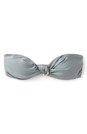 Mango Twisted Front Bandeau Swim Top - Grey