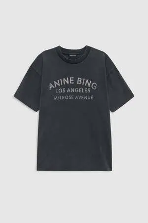 ANINE BING Cade Tee Melrose Stencil Graphic T-shirt - Washed Black