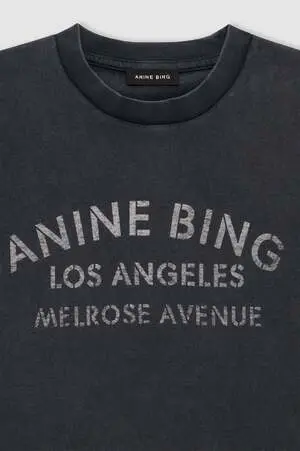 ANINE BING Cade Tee Melrose Stencil Graphic T-shirt - Washed Black