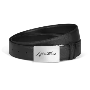 Montblanc Mm Reversible Sartorial Leather Belt With Plate Buckle - Black