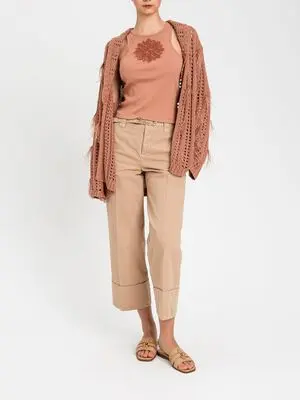 TWINSET Perforated Cotton Blend Cardigan