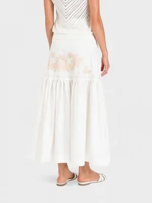 TWINSET Embroidered Tiered Midi Skirt
