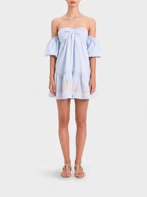 TWINSET Off-the-shoulder Embroidered Mini Dress