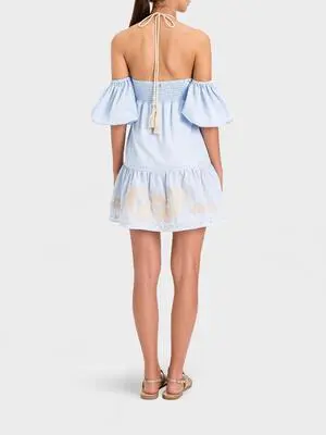 TWINSET Off-the-shoulder Embroidered Mini Dress