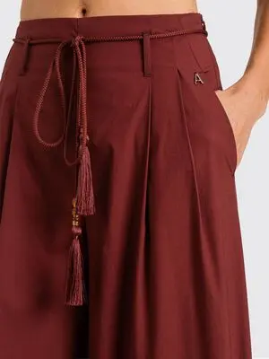 TWINSET Embroidered Wide-legged Trousers - Earth