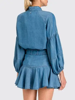 TWINSET Shirt With Pussy Bow Detail - Denim