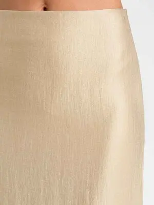 TWINSET High-waisted Midi Pencil Skirt With Back Slit - Gold