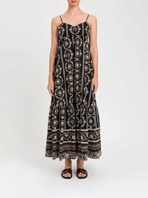 TWINSET Printed Muslin Midi Dress - Black