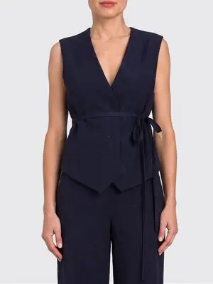 TWINSET Embroidered Viscose Blend Vest - Blue