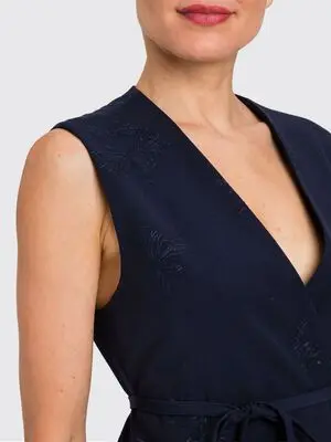 TWINSET Embroidered Viscose Blend Vest - Blue