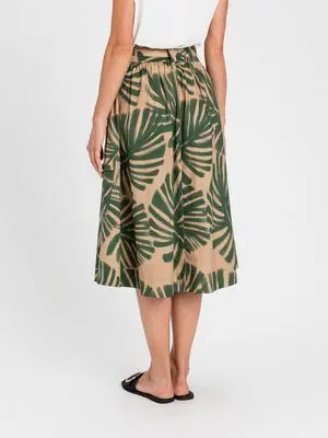TWINSET Printed Cotton Midi Skirt With Safari Style