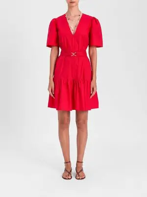 TWINSET Puff Sleeve Belted Dress