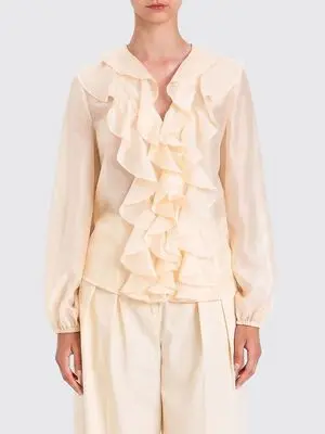 TWINSET Organza Shirt With Ruffle Embellishments - Beige