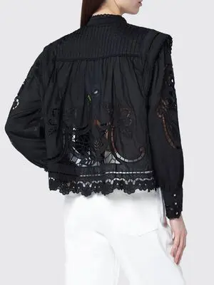 Farm Rio Cotton Richelieu Shirt With Macramé Inserts