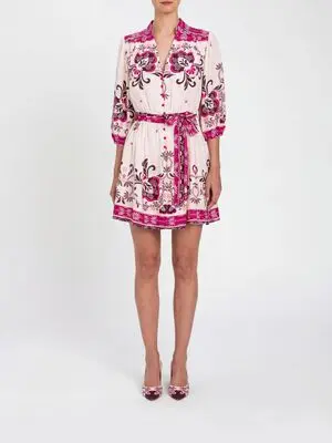 TWINSET U & B Printed Midi Dress - Fuchsia
