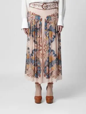Farm Rio Printed Pleated Midi Skirt