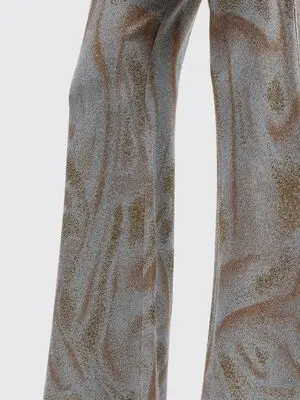 MARGHERITA MACCAPANI Printed Flared Trousers In Organic Cotton Blend - Sand