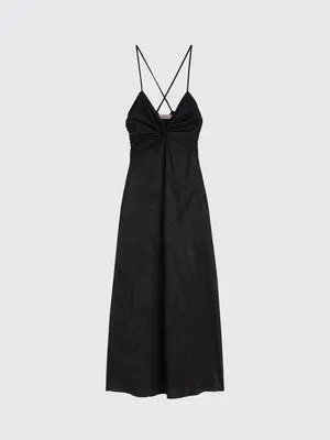 MARGHERITA MACCAPANI Knotty V-neck Maxi Dress In Organic Cotton Blend