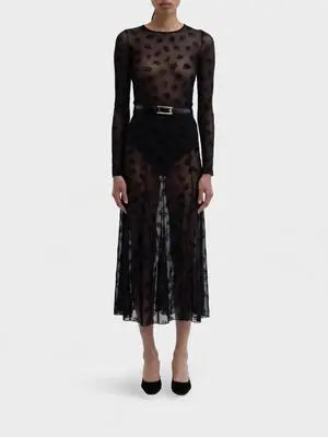 MARGHERITA MACCAPANI Floral Tulle Midi Skirt - Black