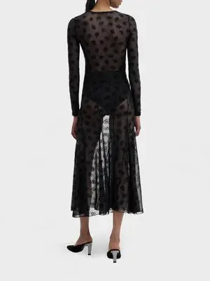 MARGHERITA MACCAPANI Floral Tulle Midi Skirt