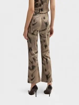 MARGHERITA MACCAPANI Printed Cotton Blend Flared Trousers - Sand