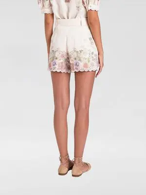 TWINSET Belted Linen Shorts With Floral Print