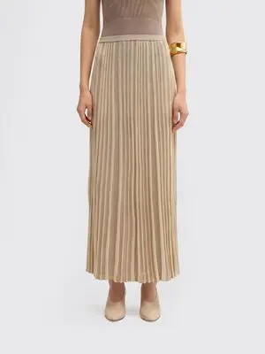 MARGHERITA MACCAPANI Pleated Viscose Blend Maxi Skirt - Beige
