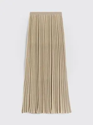 MARGHERITA MACCAPANI Pleated Viscose Blend Maxi Skirt - Beige
