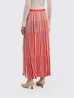 MARGHERITA MACCAPANI Pleated Viscose Blend Skirt With Abstract Pattern - Orange