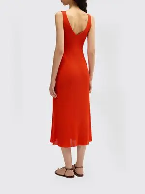 MARGHERITA MACCAPANI Ribbed Cotton Jersey Tie-up Midi Dress - Orange