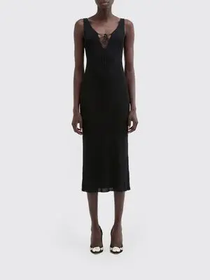 MARGHERITA MACCAPANI Ribbed Cotton Jersey Midi Dress - Black