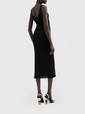 MARGHERITA MACCAPANI Ribbed Cotton Jersey Midi Dress - Black