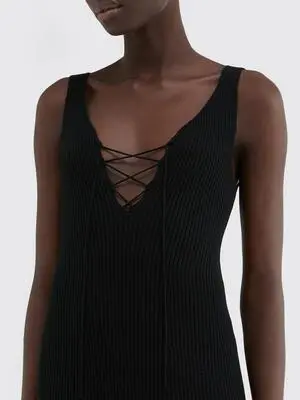MARGHERITA MACCAPANI Ribbed Cotton Jersey Midi Dress - Black