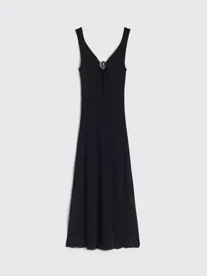MARGHERITA MACCAPANI Ribbed Cotton Jersey Midi Dress - Black