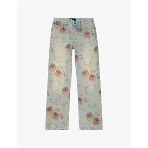 The Kooples Floral-print Straight-leg Mid-rise Jeans