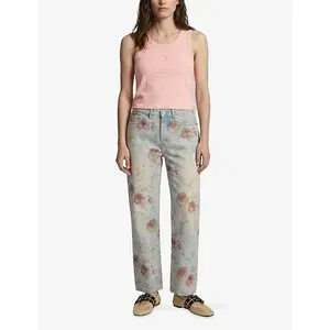 The Kooples Floral-print Straight-leg Mid-rise Jeans