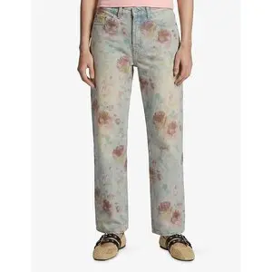 The Kooples Floral-print Straight-leg Mid-rise Jeans