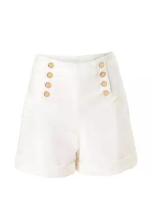 Carolina Herrera High-waisted Wide-leg Shorts With Gold-tone Button Detail