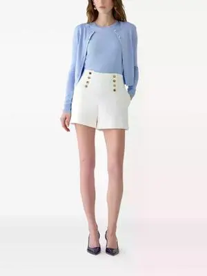 Carolina Herrera High-waisted Wide-leg Shorts With Gold-tone Button Detail