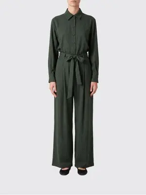 TWINSET U & B Lyocell Twill Jumpsuit With Rhinestone Embellishment - Green